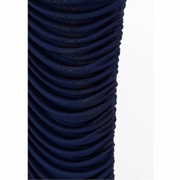 Zara | Dresses | Zara Navy Blue Ruched Strapless Dress | Poshmark